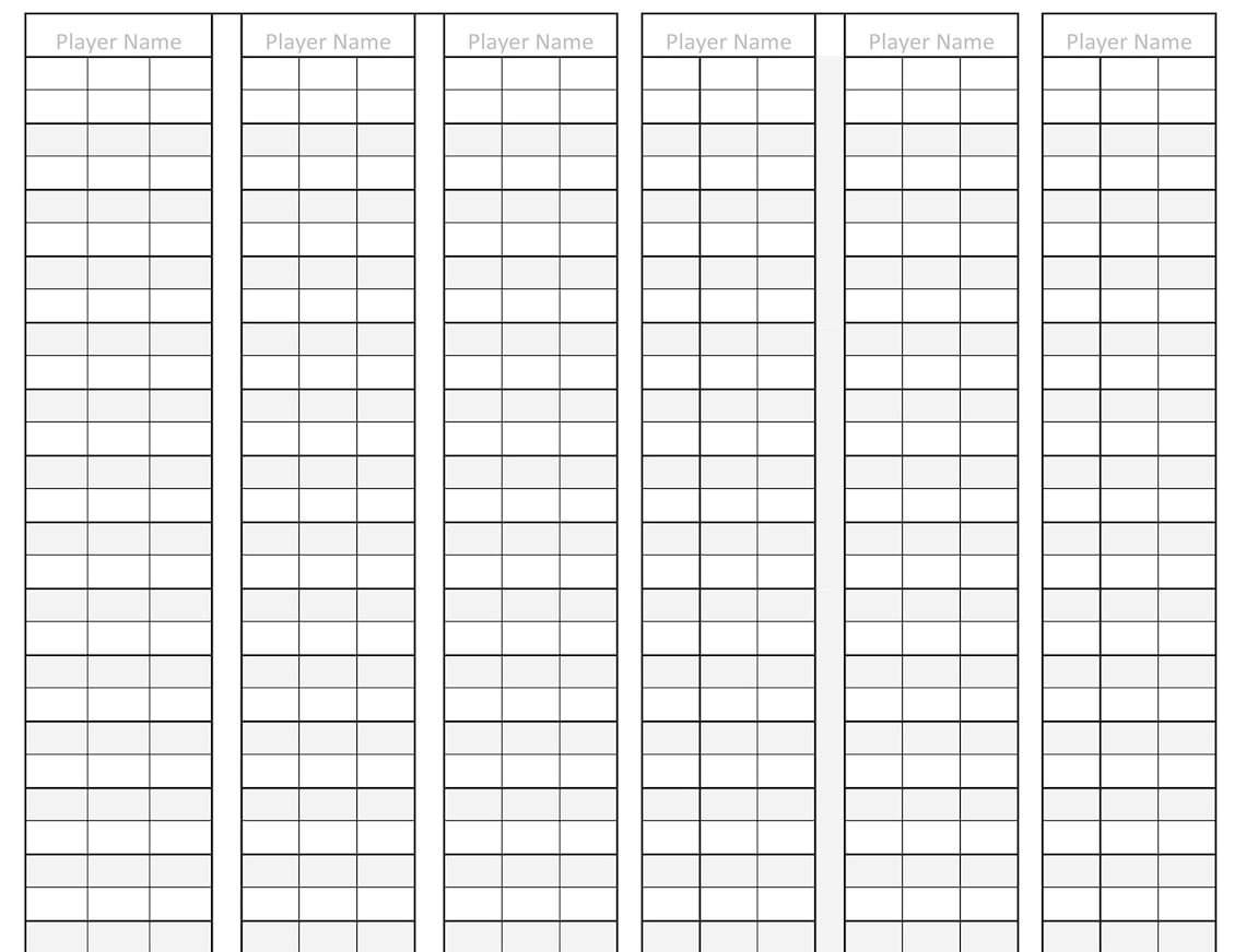 Instant Download! Printable GENERIC Scoresheet. Digital. Multi-use ...