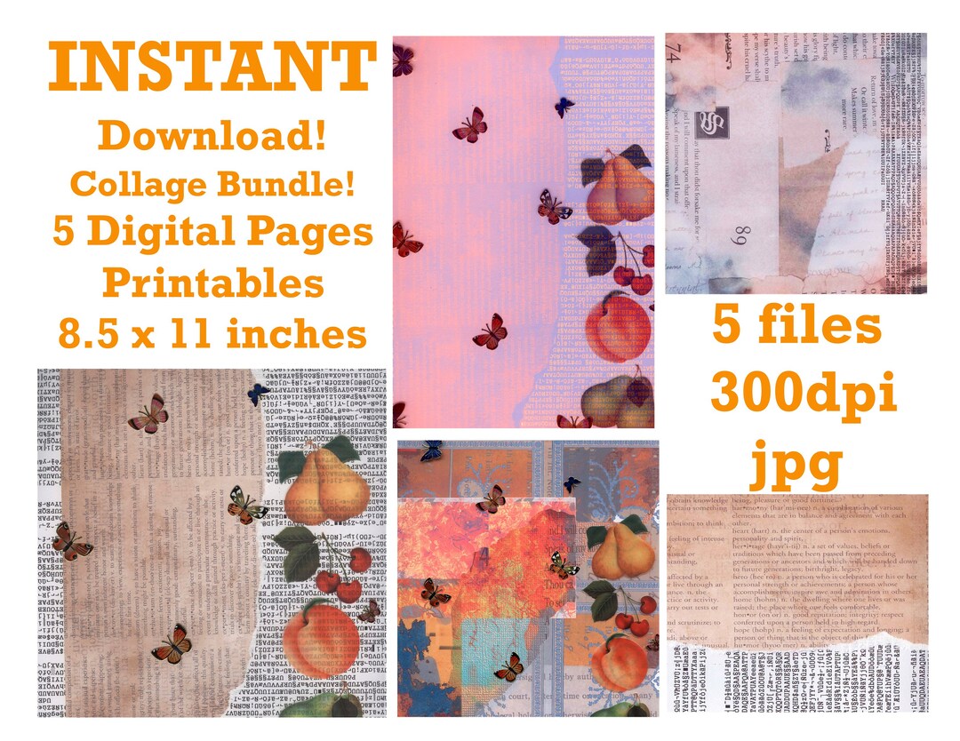 INSTANT! Collage Digital Papers BUNDLE: Instant Download! Printables ...
