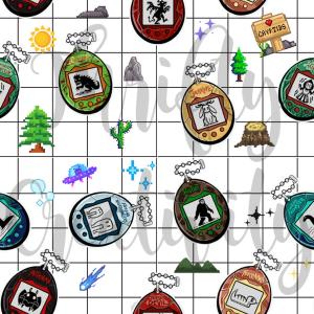 Retro 90s Cryptid Monsters Seamless Pattern Fabric Design Surface ...