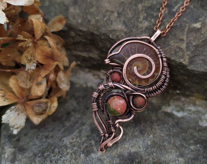 Dendritic Agate Pendant Wire Wrapped Pendant Boho Pendant Copper Pendant Wire Wrapped Jewelry ...