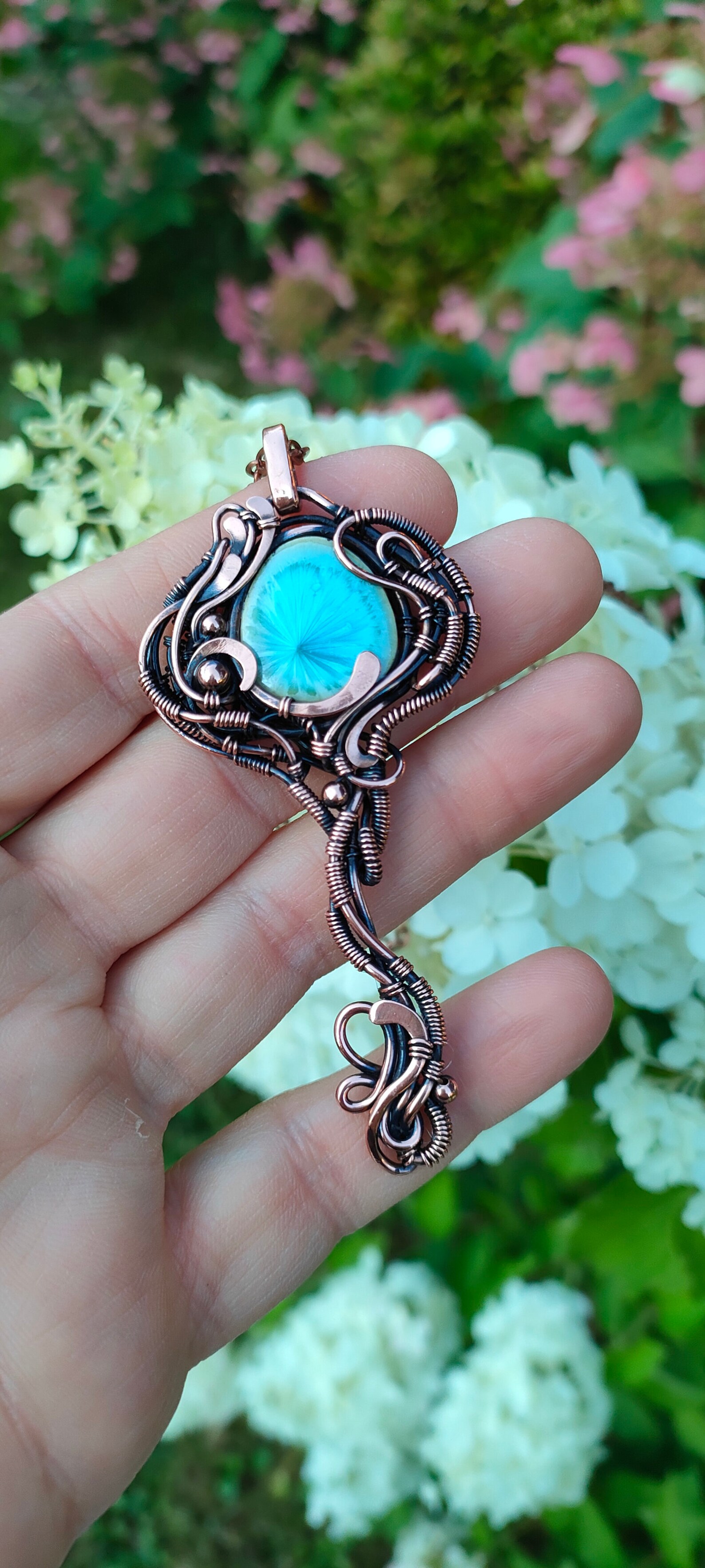 Ceramic Key Pendant Wire Wrap Necklace Wire Wrap Key Handmade Artisan ...