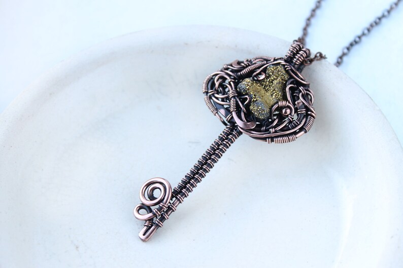 Agate Key necklace Key Wire wrapped pendant Heady wirewrap | Etsy