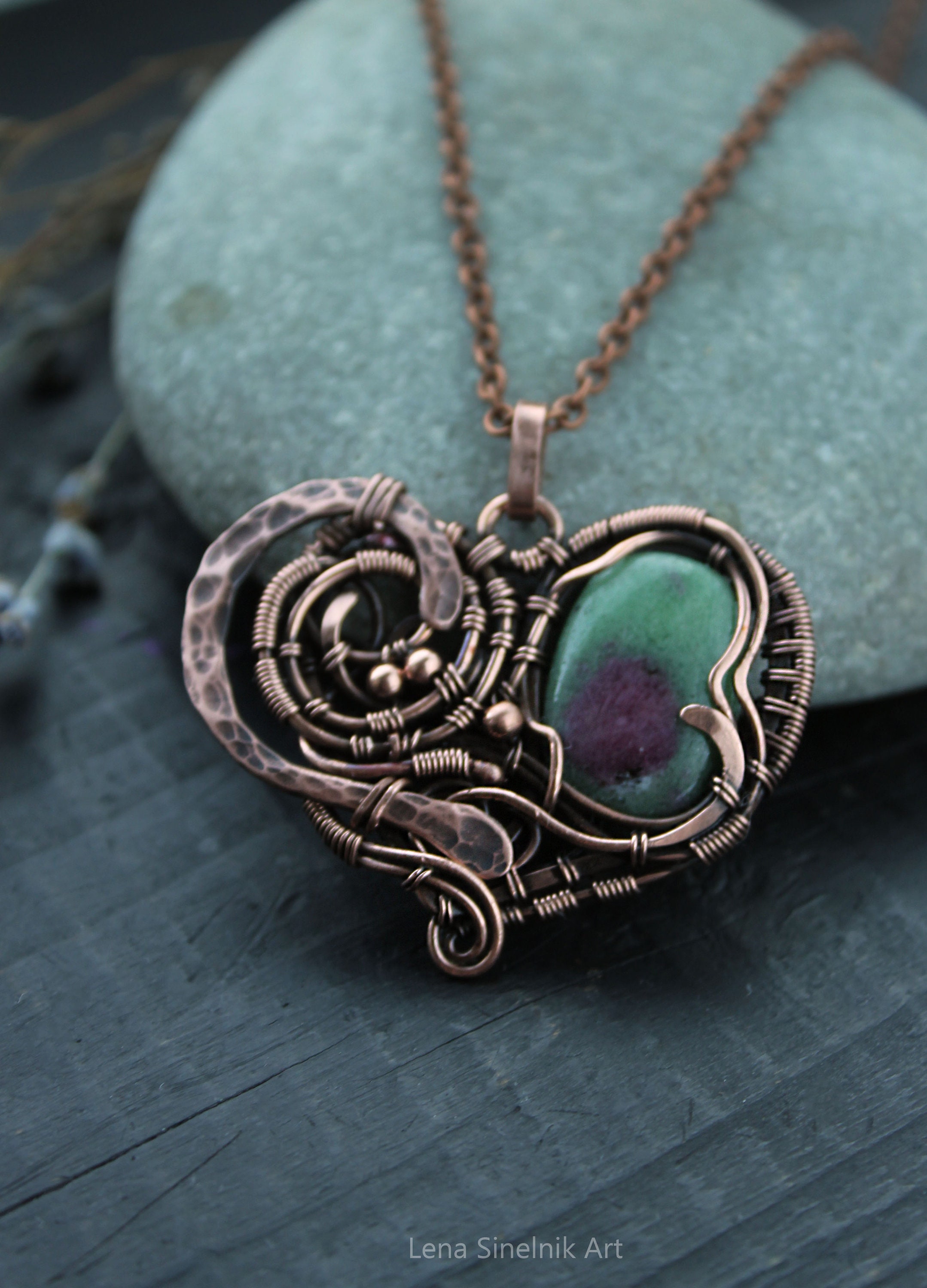 Wire wrapped necklace Ruby in zoisite pendant Wire wrap | Etsy
