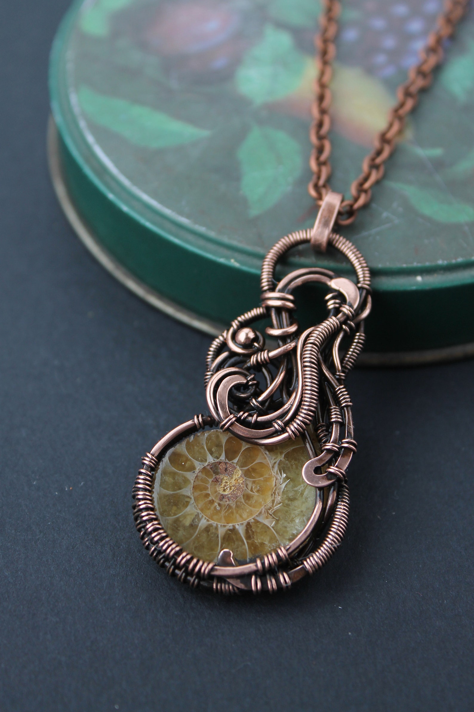 Ammonite Pendant Wire Wrapped Pendant Copper Necklace Ammonite - Etsy Ammonite Pendant Wire Wrapped Pendant Copper Necklace Ammonite - Etsy