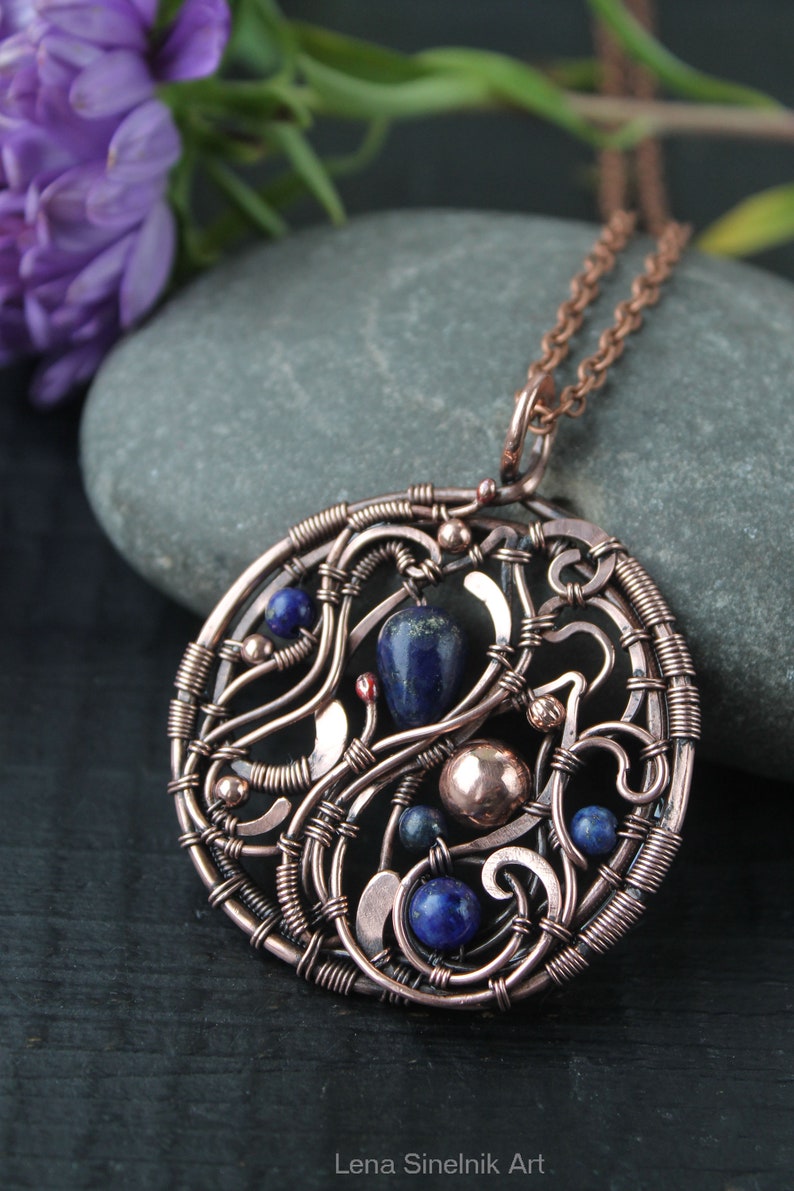 Wire wrap necklace Wire wrapped jewelry handmade Copper | Etsy