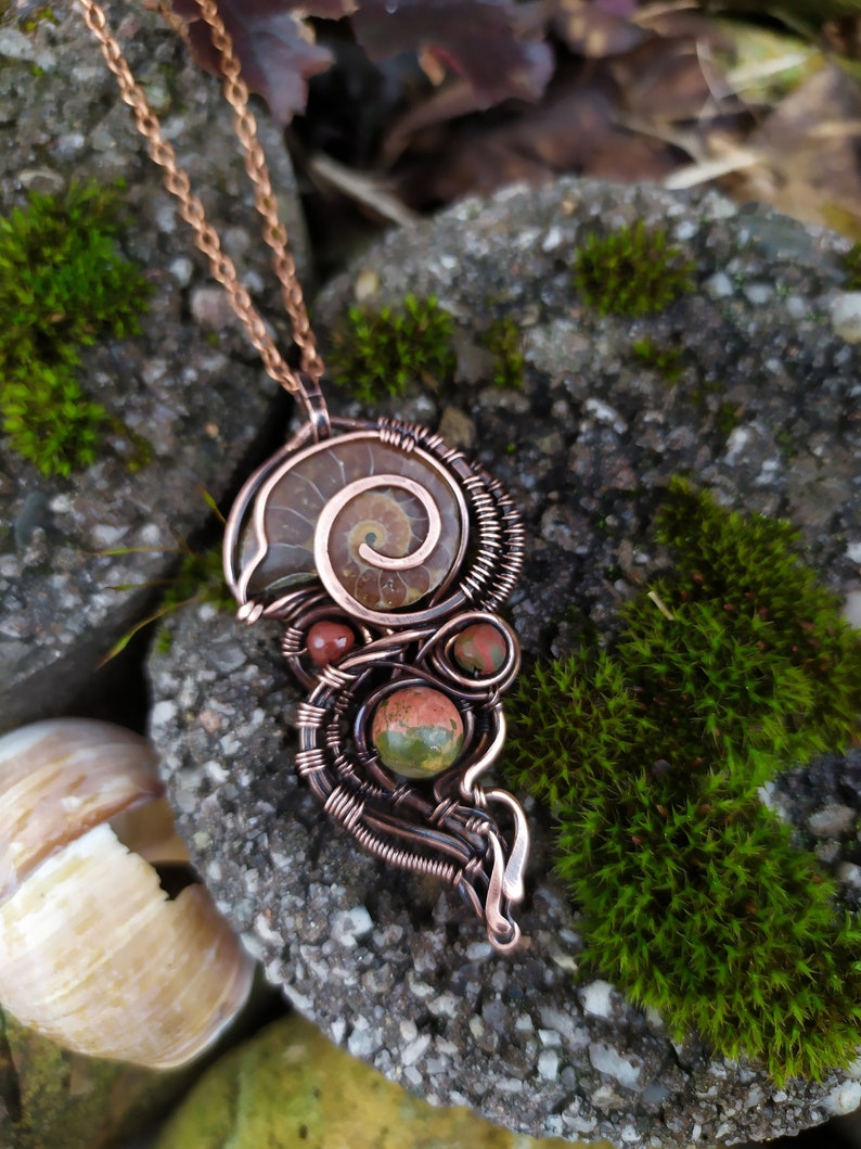 Ammonite Pendant Handmade Artisan Necklace Wrapped Boho - Etsy