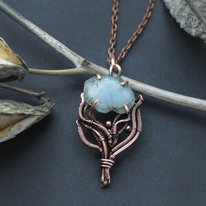 Agate Flower Necklace Copper Pendant Wirewrap Pendant Wire - Etsy