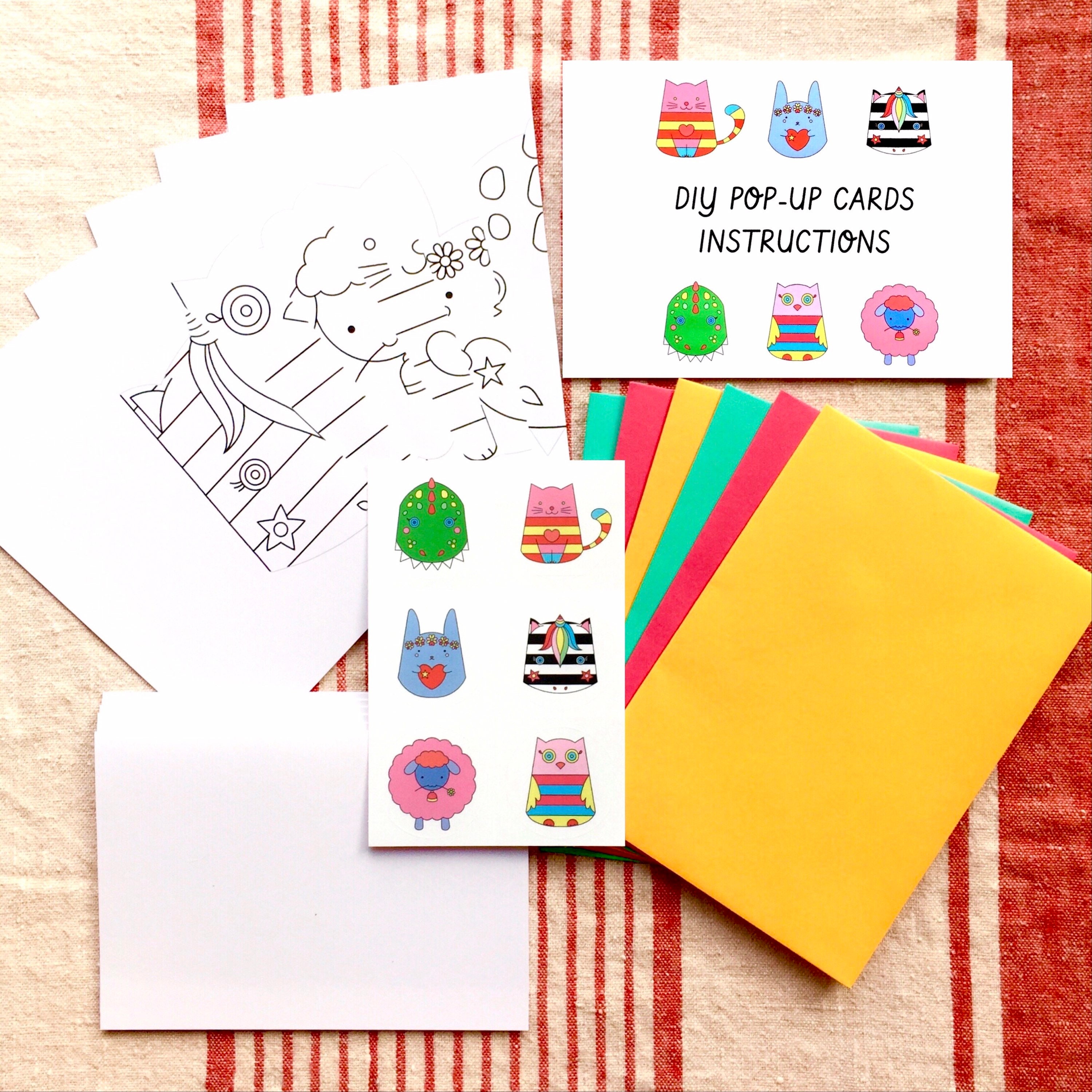 DIY Pop-up Cards Kit. Make Your Own Pop up Cards With 6 Cute - Etsy UK