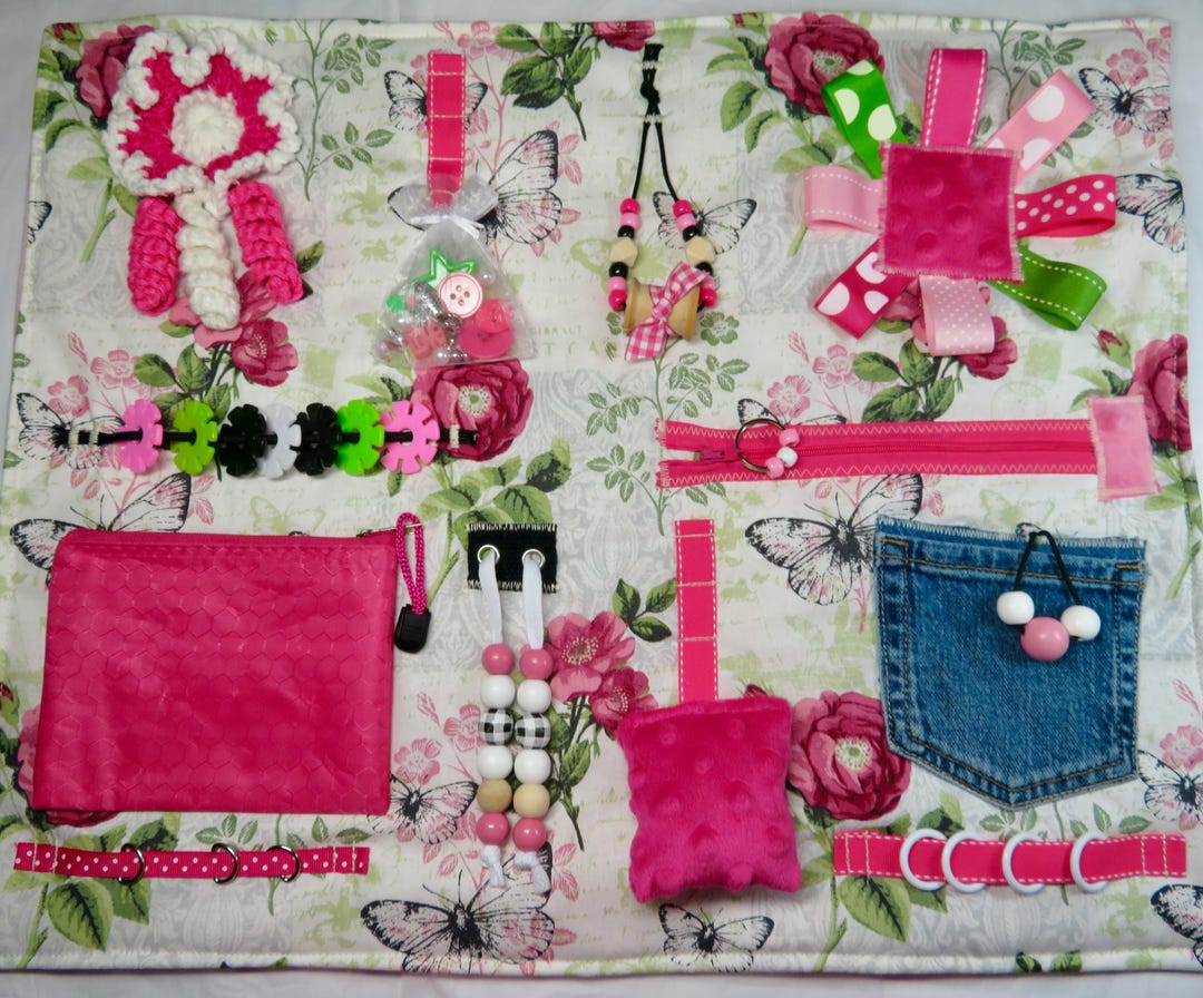 Floral Garden Fidget Blanket: Sensory Activity Lap Quilt for Dementia ...