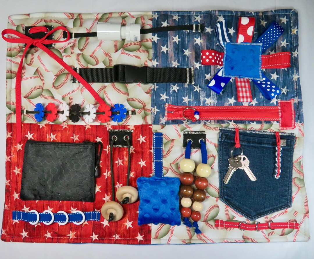 Baseball Fidget Lap Blanket, Sensory, Activity Quilt for Dementia ...