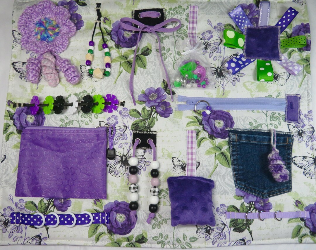 Purple Garden Fidget, Sensory, Activity Quilt. Blanket, Mat for ...