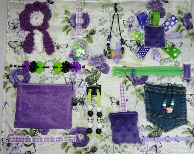 Purple Garden Fidget, Sensory, Activity Quilt. Blanket, Mat for ...