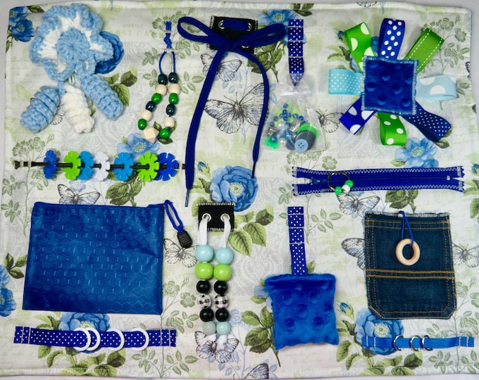 Blue Flower Garden Fidget Blanket: Sensory Lap Quilt for Dementia - Etsy