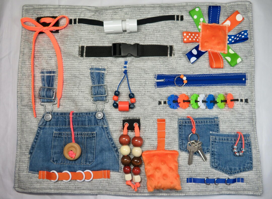 Overalls Fidget Quilt, Fiddle Blanket, Sensory, Activity, Lap Quilt for ...