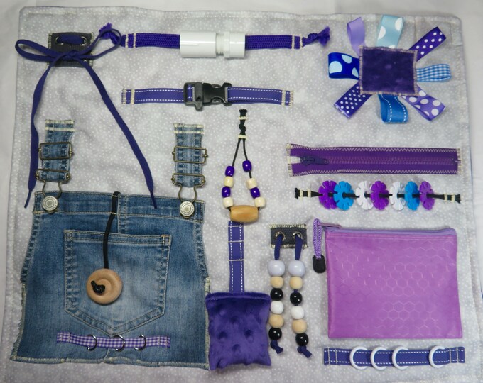 Overalls Fidget Lap Quilt: Sensory Activity Blanket for Dementia ...