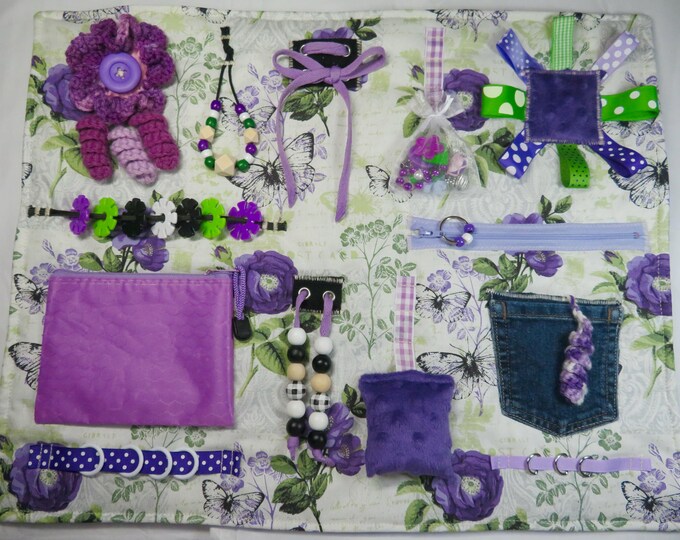 Purple Garden Fidget, Sensory, Activity Quilt. Blanket, Mat for ...
