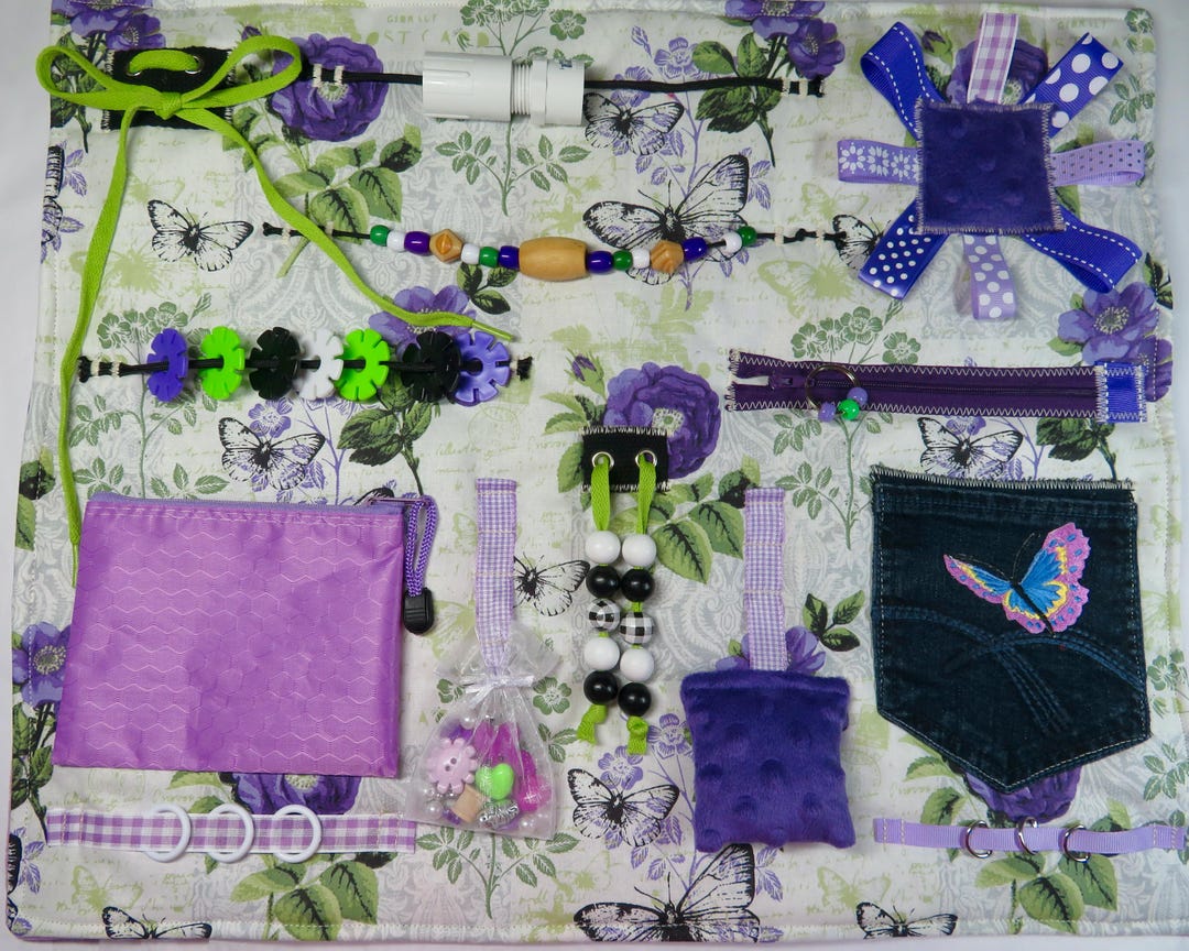 Purple Garden Fidget, Sensory, Activity Quilt. Blanket, Mat for ...