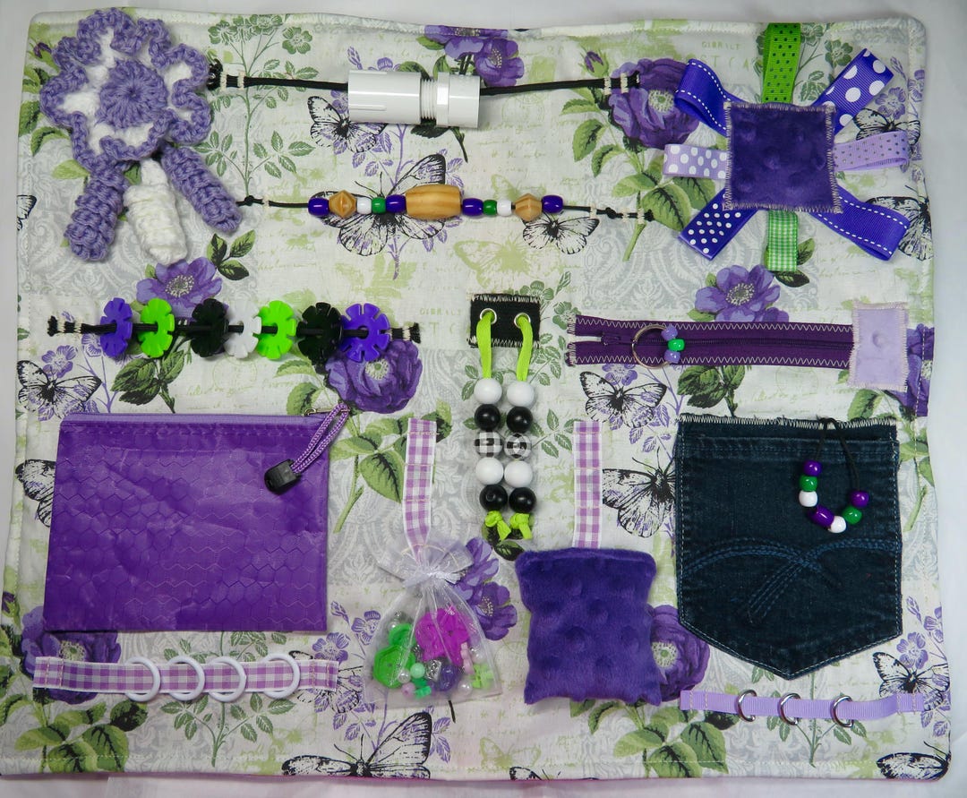 Purple Garden Fidget, Sensory, Activity Quilt. Blanket, Mat for ...