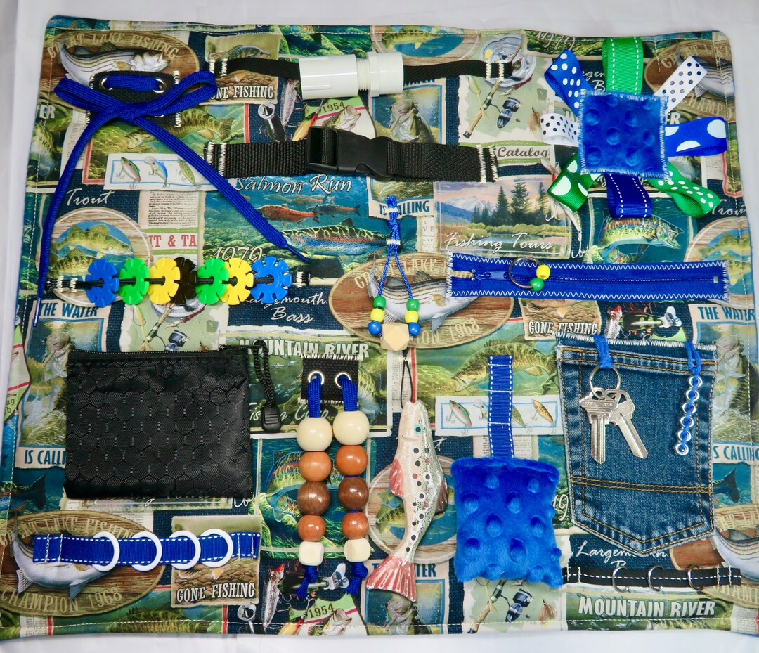 Loves Fishing Fidget, Fiddle, Sensory, Activity, Lap Quilt Blanket for ...