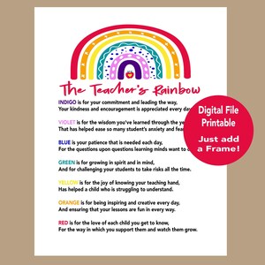Teacher Rainbow Poem, Elementary Teacher Appreciation Printable ...
