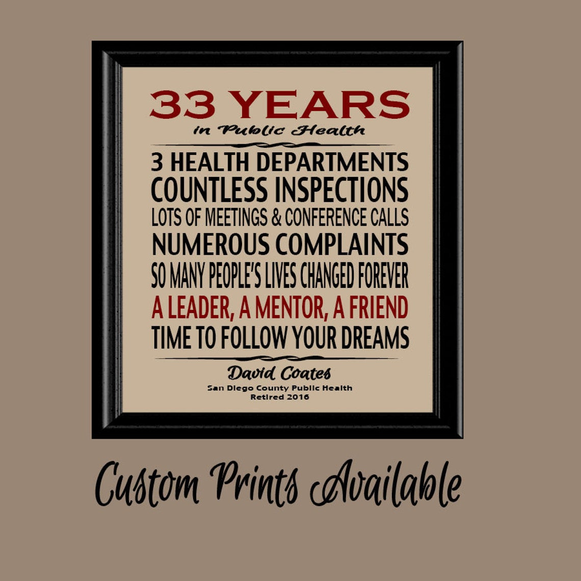 Retirement Gift, Retiree Gift, Retirement Print, Personalized Gift ...