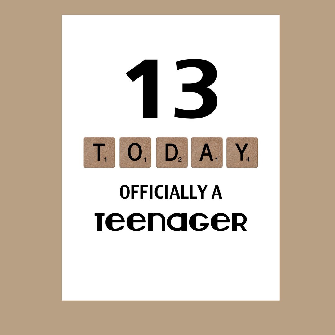 13th Birthday Card, Teenager Funny Birthday Card, the Big 13, Scrabble ...