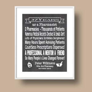 Pharmacist Retirement Gift, Pharmacist Chalkboard Retirement Print ...