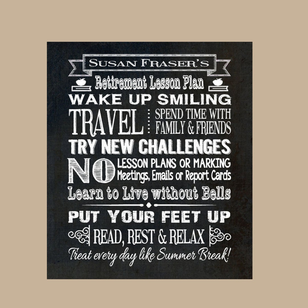 Teacher Chalkboard Retirement Gift, Teacher Retirement Chalkboard Print ...