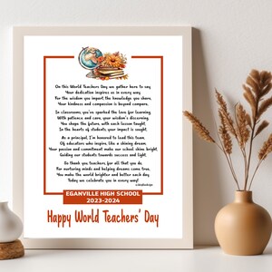 Teacher Poem, World Teachers Day Print, Elementary Teacher Appreciation ...