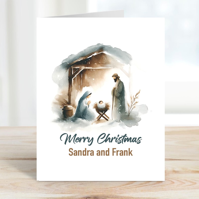 Religious Personalized Christmas Cards - Etsy