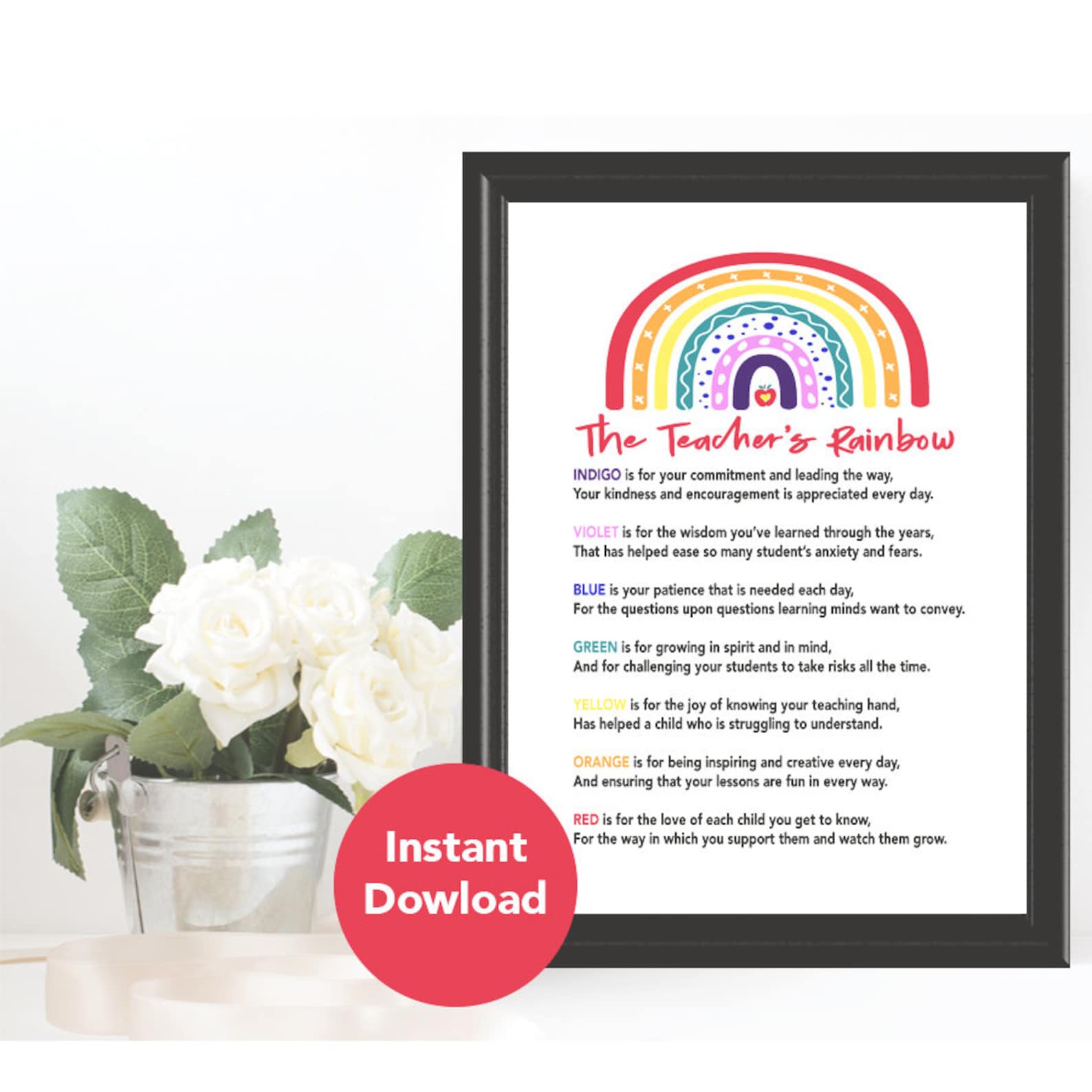 Teacher Rainbow Poem, Elementary Teacher Appreciation Printable ...