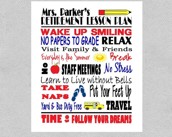 Teacher Retirement Gift, Retirement Gift, Retirement Print, Teacher ...