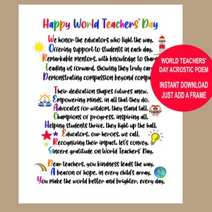 Teacher Appreciation Poem, World Teachers Day Printable, Teacher Poem ...