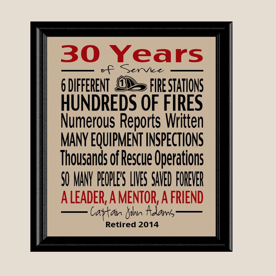 Personalized Fireman Retirement Art Fireman Retirement Gift | Etsy