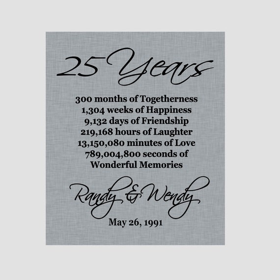 25th Anniversary Print Silver Anniversary Gift Parents Etsy 25th Anniversary Print Silver Anniversary Gift Parents Etsy