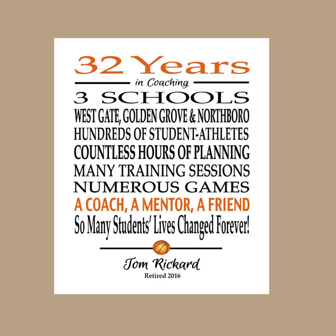 Coach Retirement Gift, High School Coach Gift, Retirement Gift ...