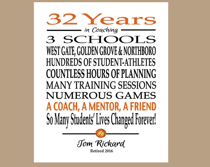 Coach Retirement Gift, High School Coach Gift, Retirement Gift ...