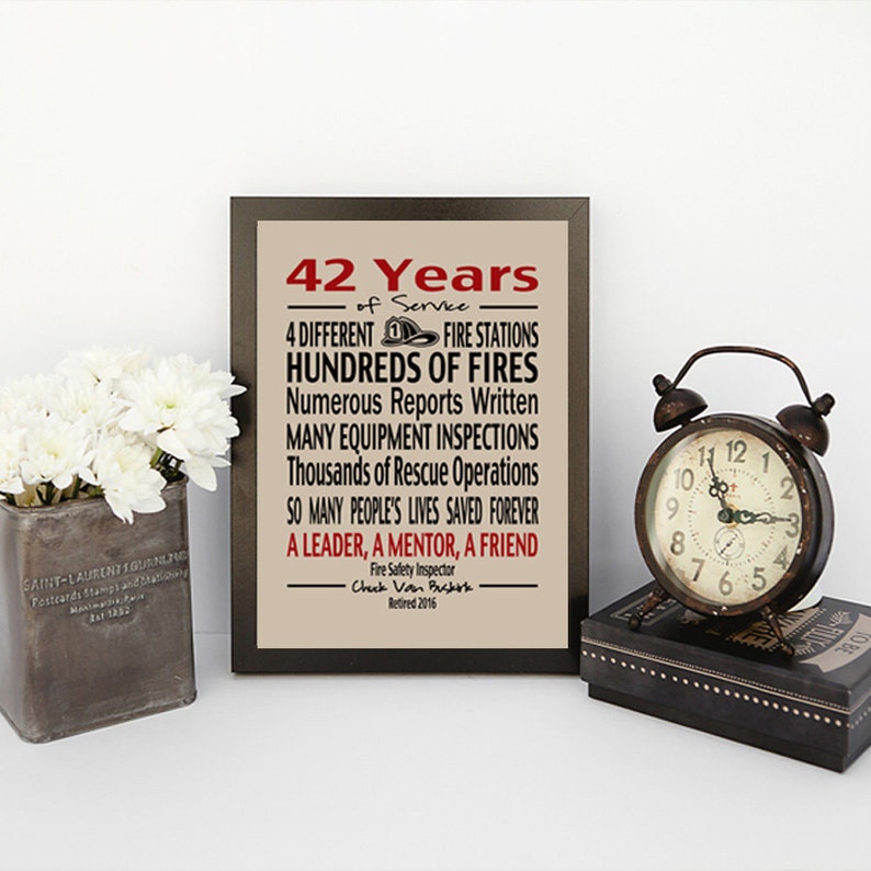 Personalized Fireman Retirement Art - Fireman Retirement Gift - Fireman ...