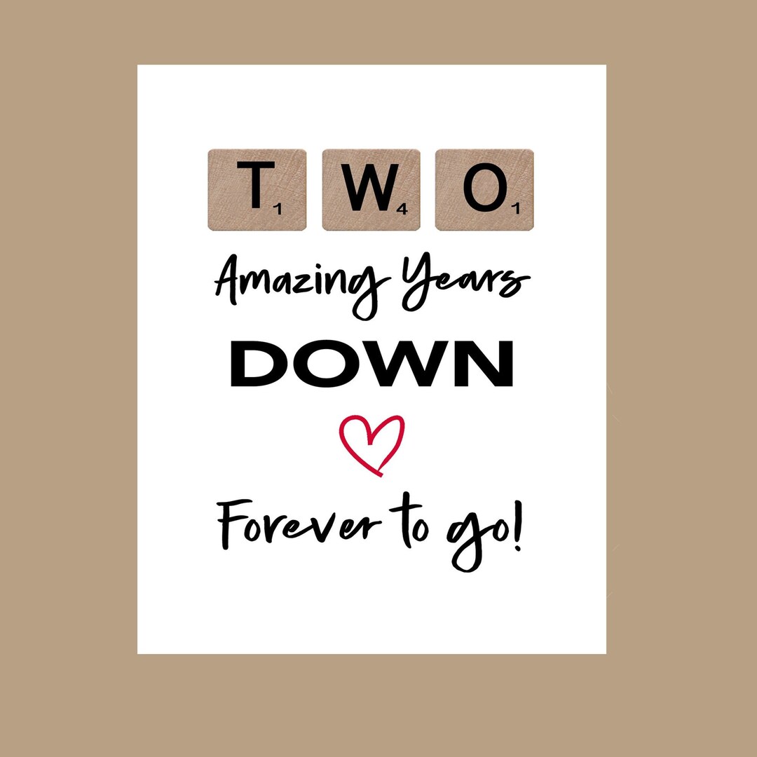 2nd Anniversary Card, Second Wedding Anniversary Card, Cotton ...
