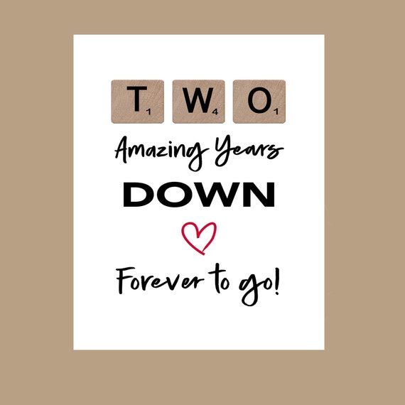 2nd Anniversary Card Second Wedding Anniversary Card Cotton - Etsy