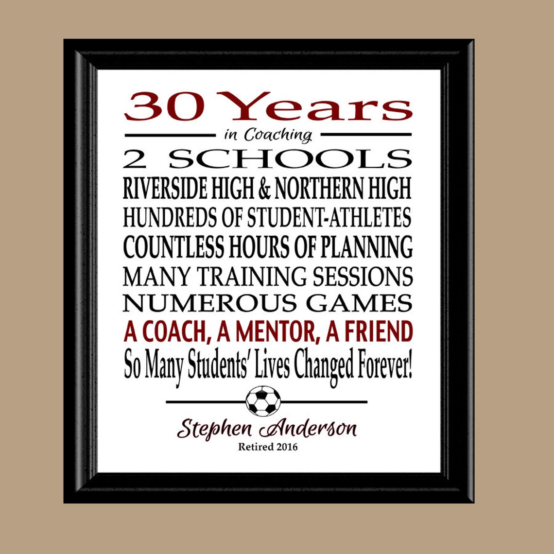 Coach Retirement Gift, High School Coach Gift, Retirement Gift ...