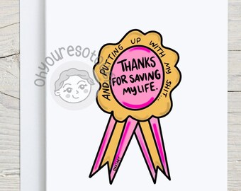 Thank You for Saving My Life - Etsy