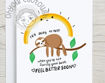 Get Well Soon Sloth - Etsy