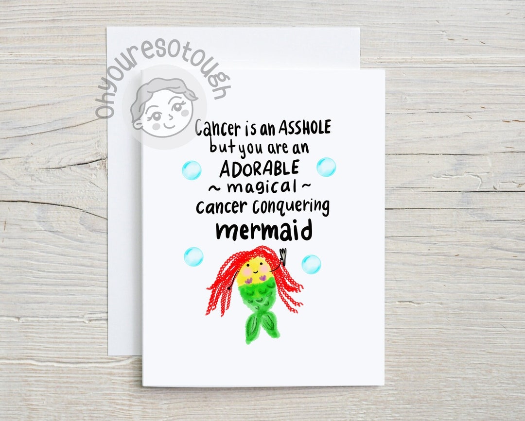 Cancer Encouragement Card Funny - Cancer Conquering Magical Mermaid ...