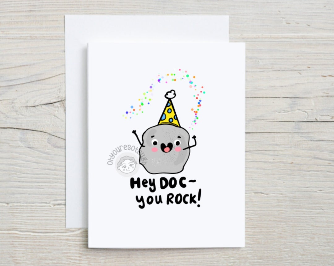 Doctor Thank You Card - Hey Doc You Rock - Doctor Thank You Gift ...