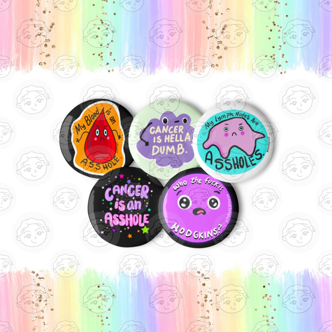 Hodgkin's Lymphoma Pin Set Funny - Funny Cancer Gift - Cancer Pins ...