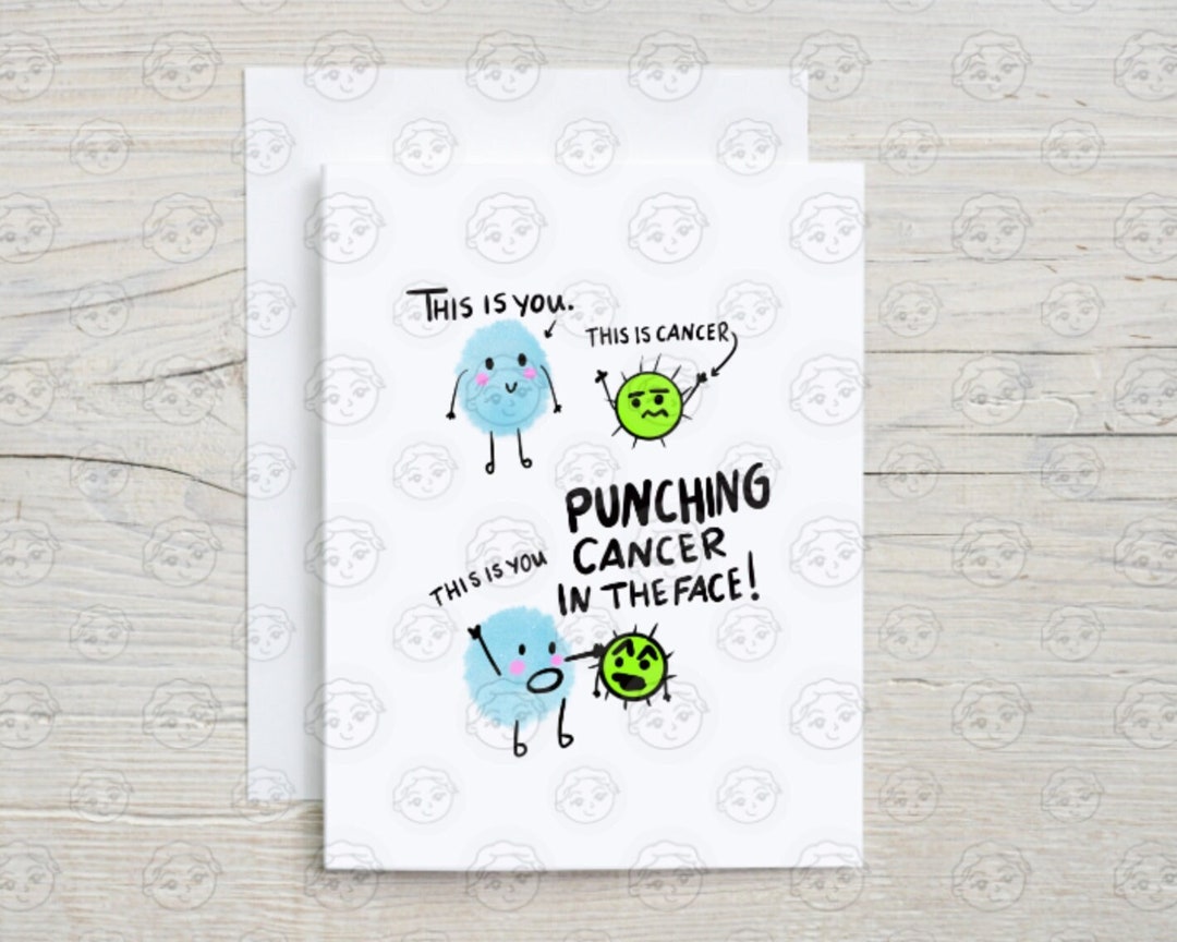 Cancer Encouragement Card Funny - Punch Cancer in the Face - Cancer ...