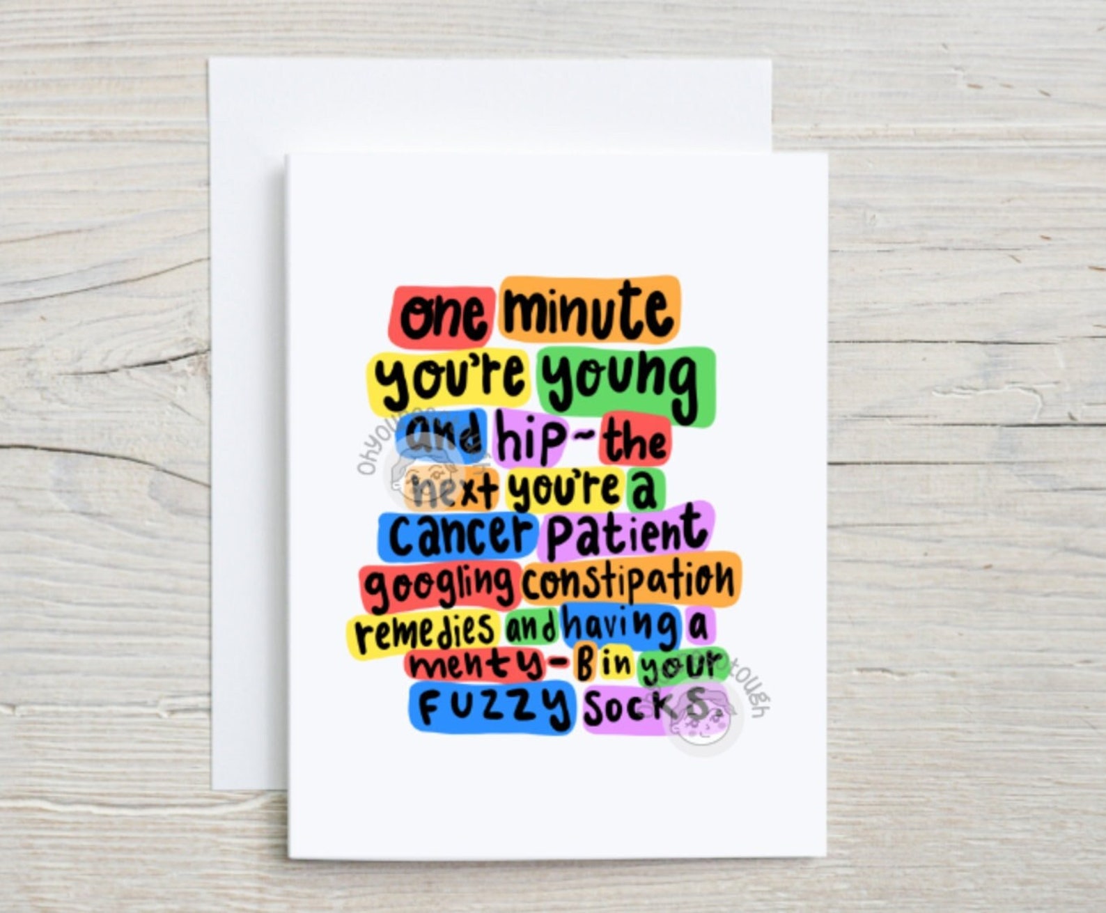 Cancer Greeting Card Funny Young and Hip Cancer - Etsy