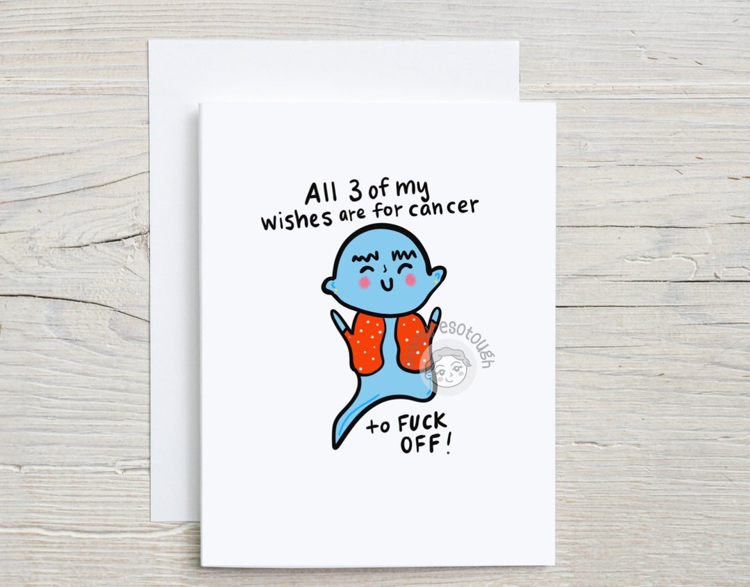 Cancer Encouragement Card Funny - Genie 3 Wishes - Cancer Card - Cancer ...