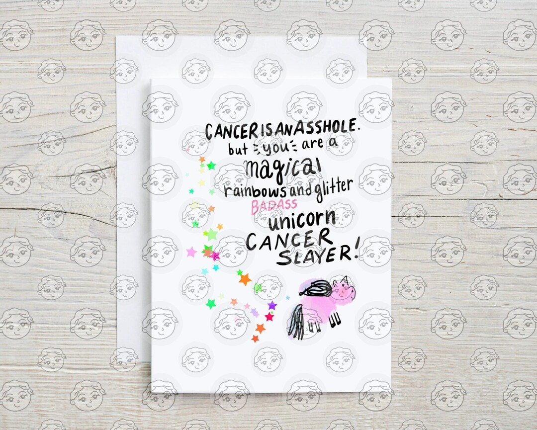Cancer Support Card Funny Badass Glitter Unicorn Cancer - Etsy